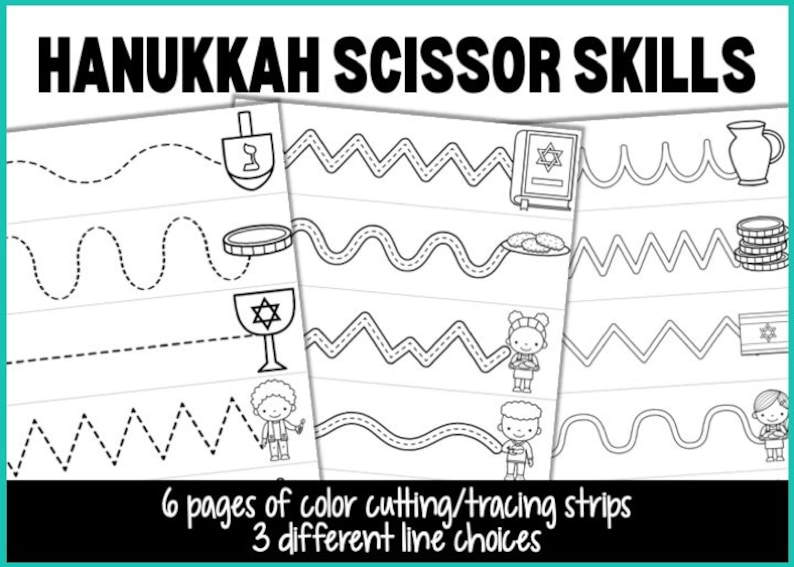 Hanukkah Scissor Practice Activity for Preschool, Fine Motor Cutting ...