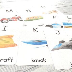 ABC Transportation Flash Cards, Vehicle Flashcards, Alphabet Vehicle ...