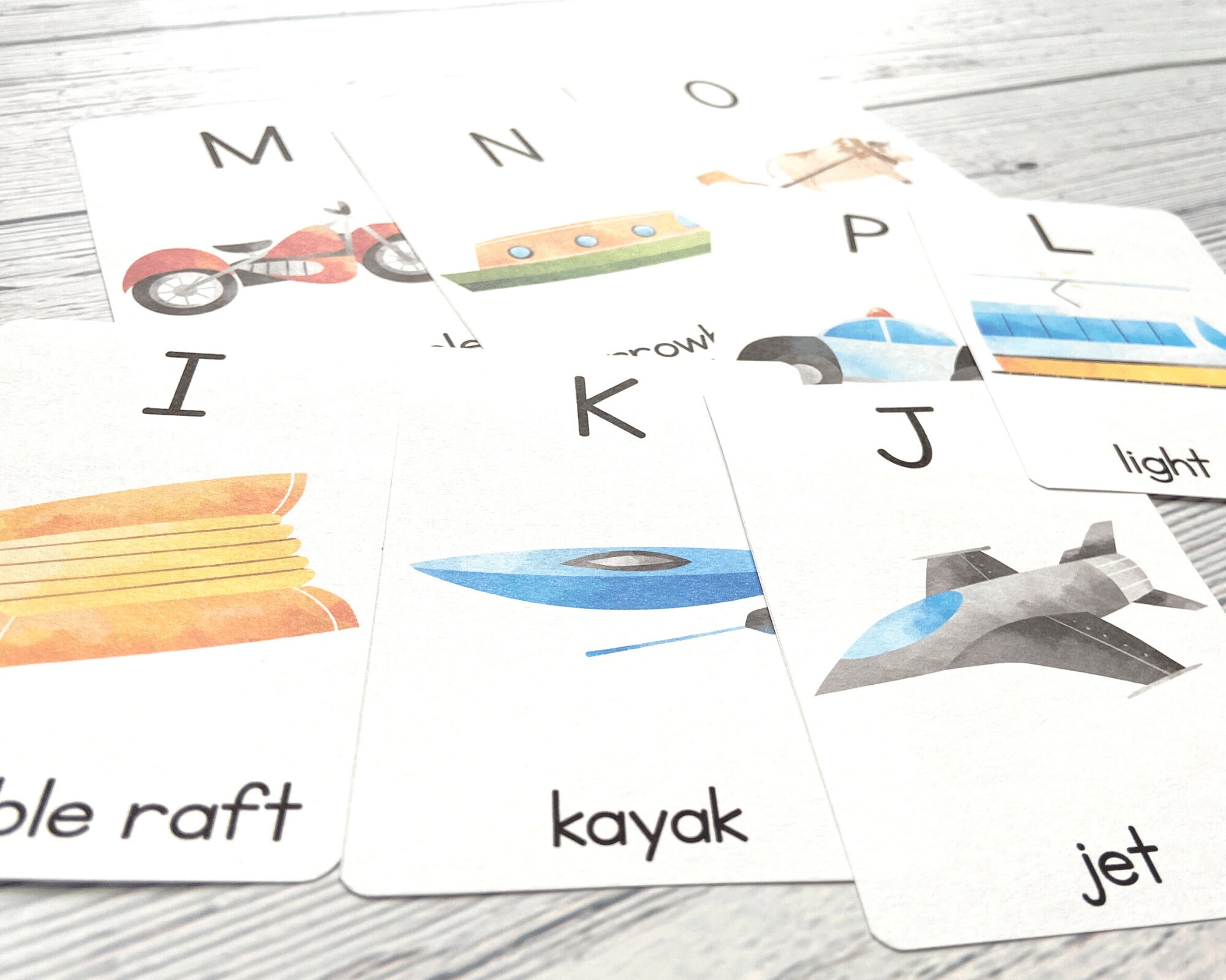 ABC Transportation Flash Cards, Vehicle Flashcards, Alphabet Vehicle ...