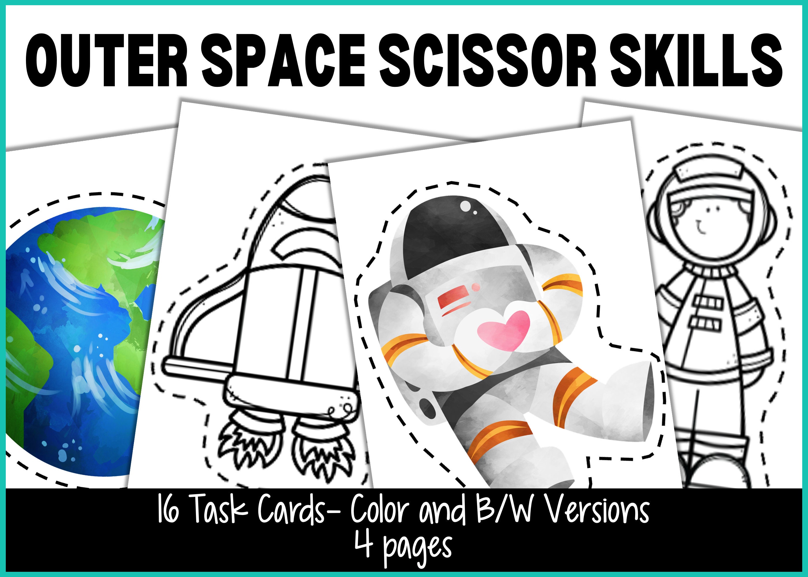 Outer Space Theme Cutting and Tracing Practice for Preschool, Space ...