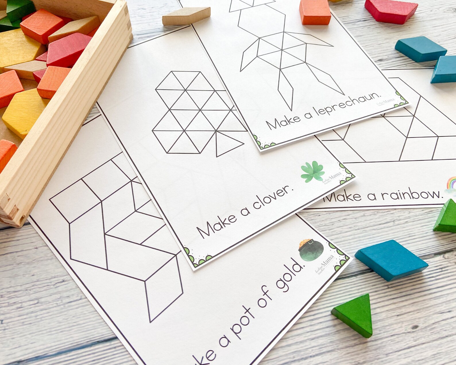 St. Patrick's Day Pattern Block Mats Fine Motor Activity and Practice ...