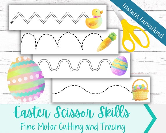 Easter Cutting and Tracing Pages for Preschool Easter | Etsy