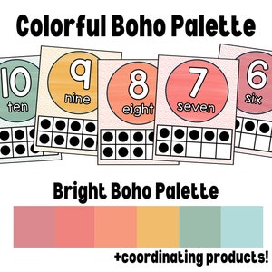 Printable Number Posters Classroom Decor, Boho, Watercolor, Boho ...