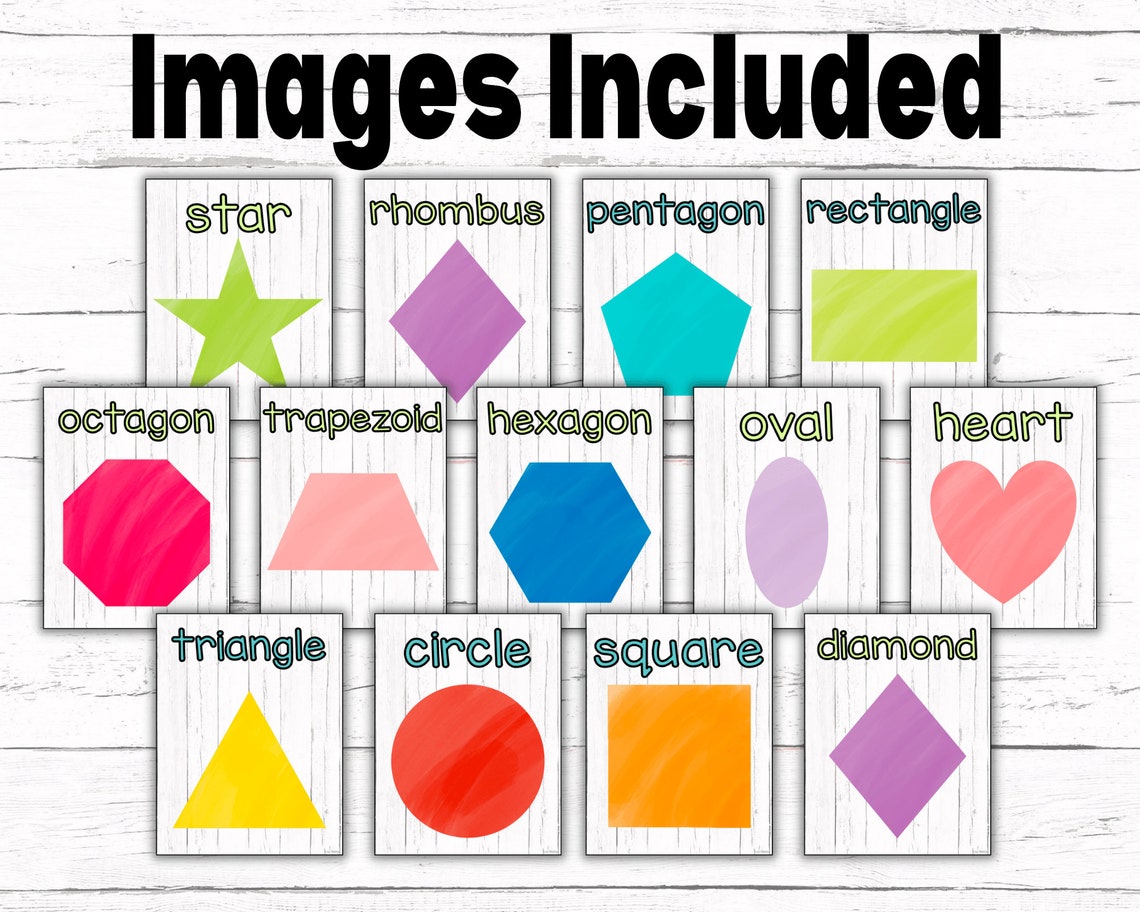 Printable Shape Posters Classroom Decor Shiplap Watercolor - Etsy