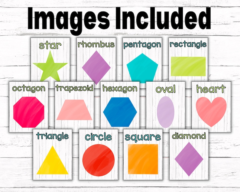 Printable Shape Posters Classroom Decor Shiplap Watercolor - Etsy