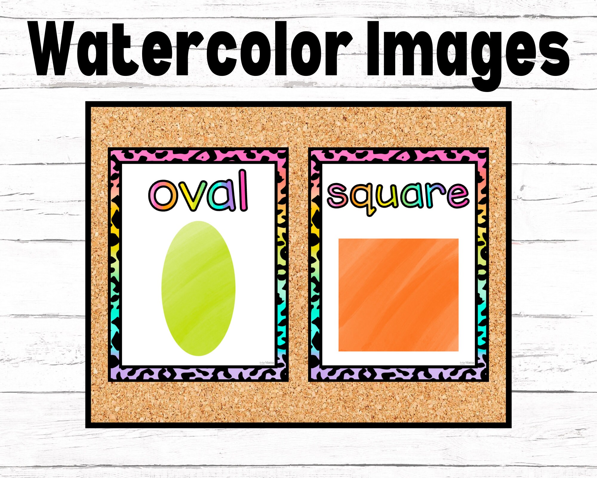 Printable Shape Posters Classroom Decor, Rainbow Leopard Print ...