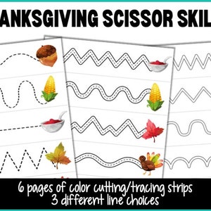 Thanksgiving Cutting and Tracing Pages for Preschool, Fine Motor ...