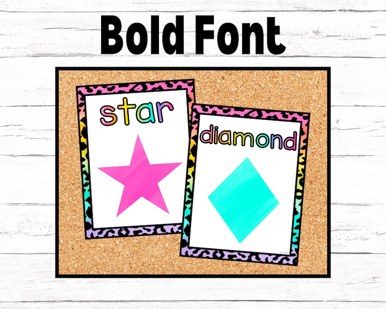 Printable Shape Posters Classroom Decor, Rainbow Leopard Print ...