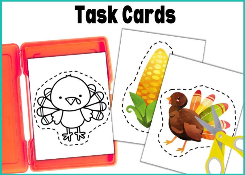 Thanksgiving Cutting and Tracing Pages for Preschool Fine - Etsy