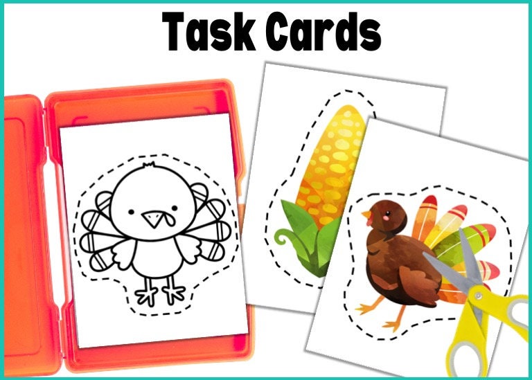 Thanksgiving Cutting and Tracing Pages for Preschool Fine - Etsy
