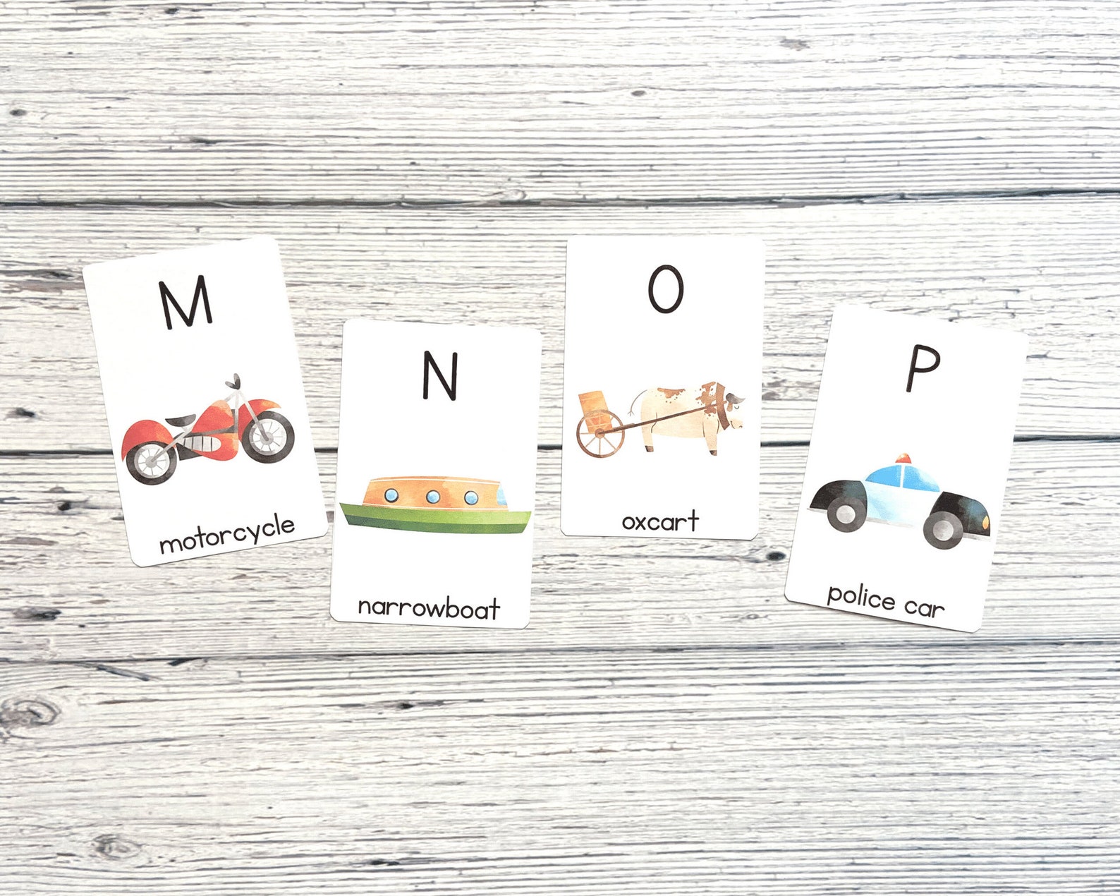 ABC Transportation Flash Cards, Vehicle Flashcards, Alphabet Vehicle ...