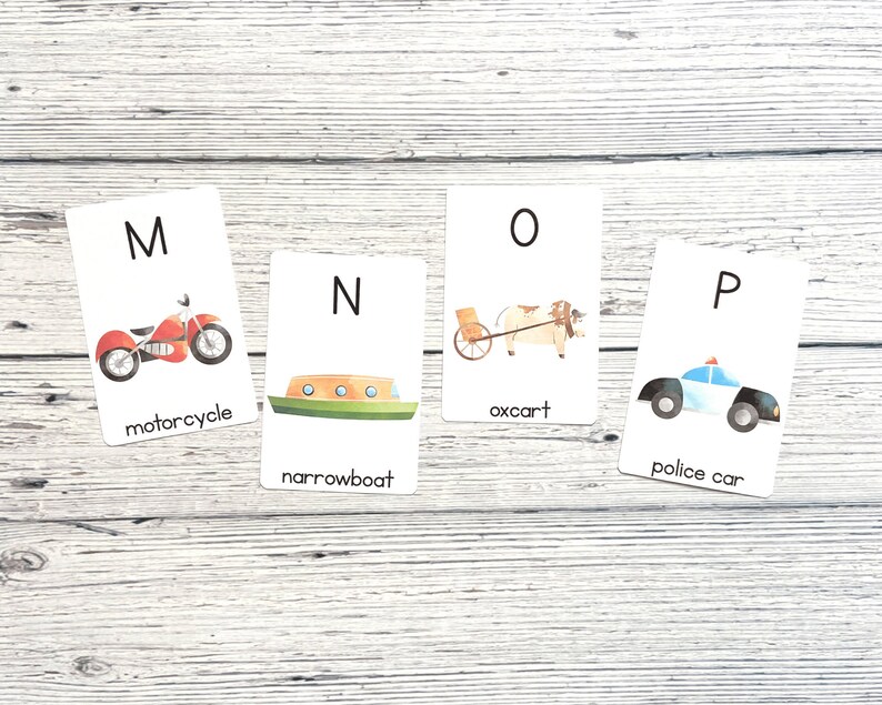 ABC Transportation Flash Cards, Vehicle Flashcards, Alphabet Vehicle ...