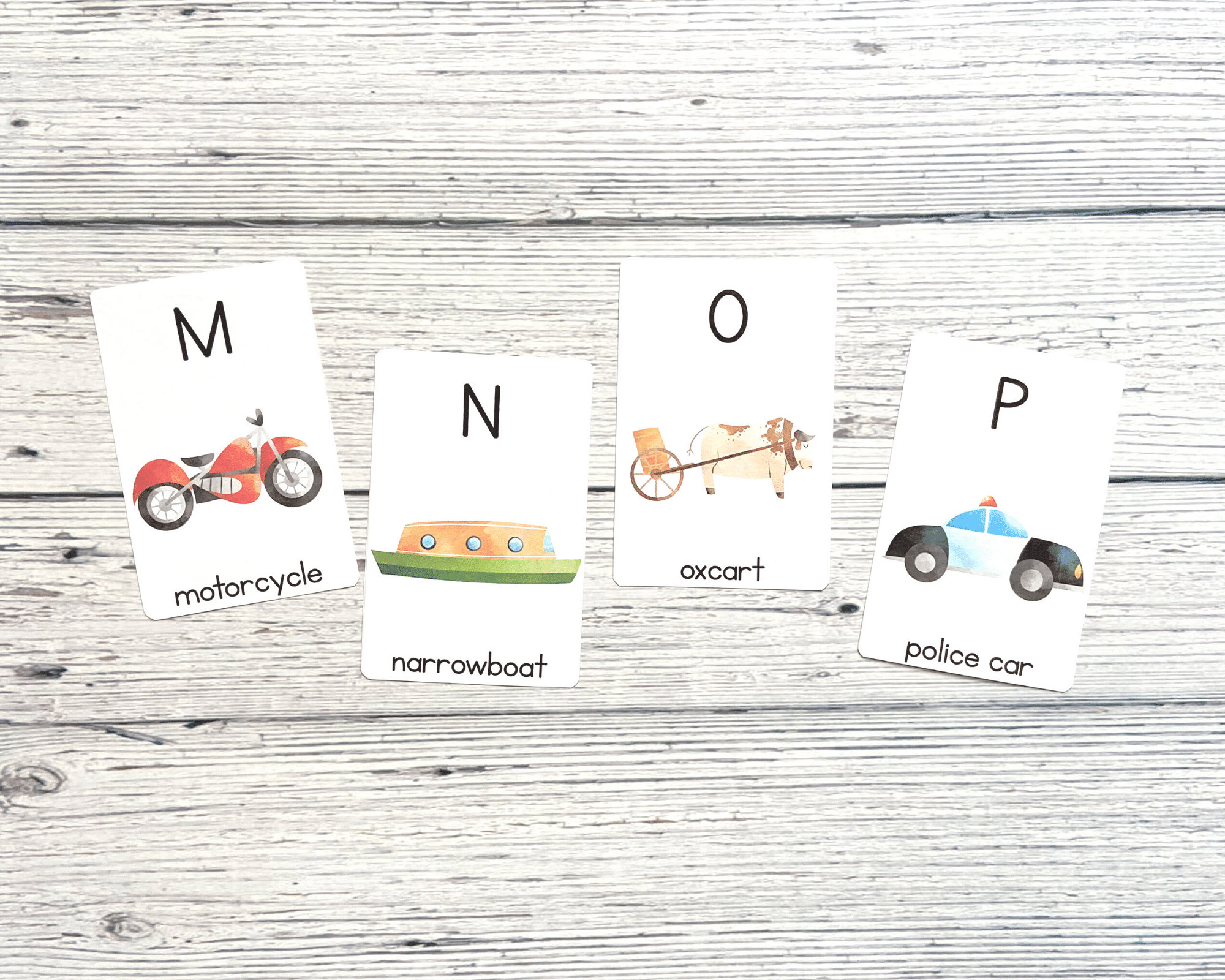 ABC Transportation Flash Cards, Vehicle Flashcards, Alphabet Vehicle ...