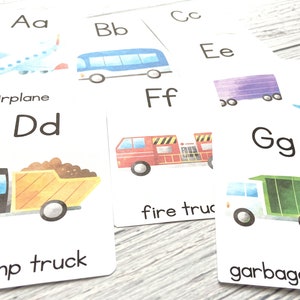 ABC Transportation Flash Cards, Vehicle Flashcards, Alphabet Vehicle ...