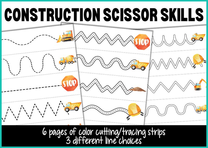 Construction Scissor Practice Activity for Preschool, Fine Motor ...