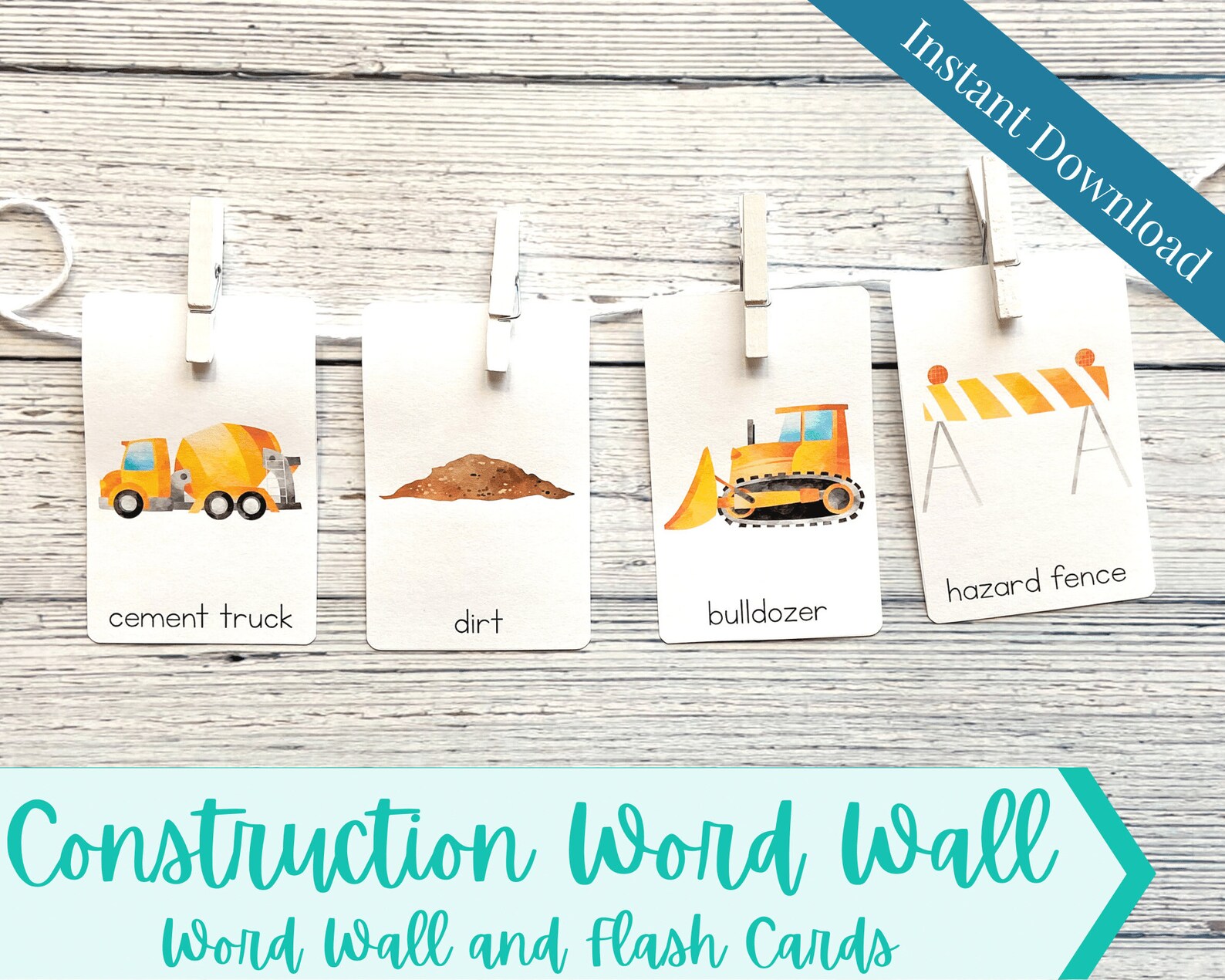 Construction Flashcards for Preschool Printable Flashcards - Etsy