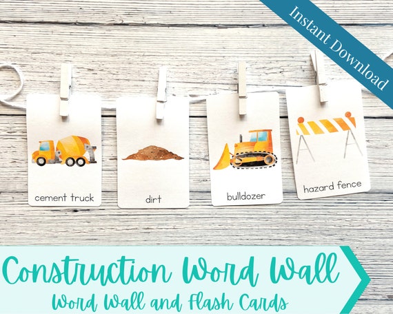 Construction Flashcards for Preschool Printable Flashcards | Etsy