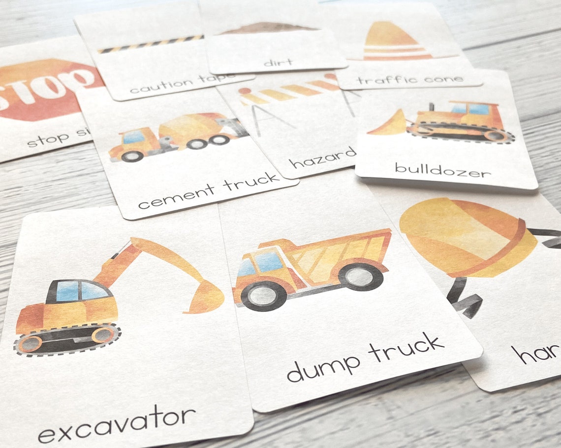 Construction Flashcards for Preschool Printable Flashcards - Etsy