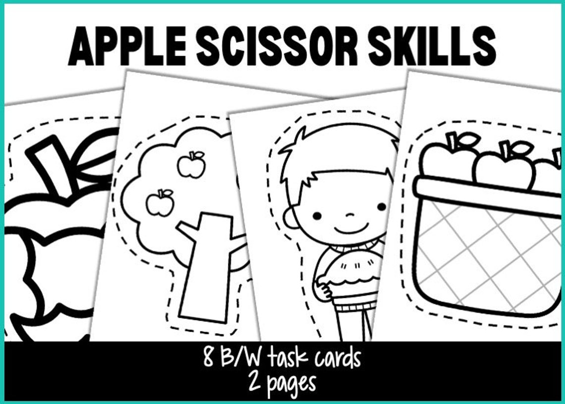 Apple Cutting and Tracing Pages for Preschool, Apple Cutting Practice ...