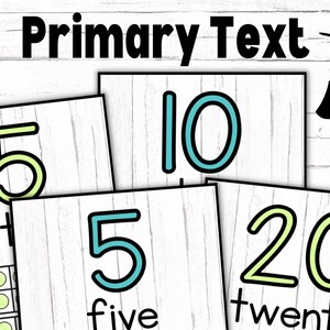 Printable Number Posters Classroom Decor, Shiplap, Watercolor, Teal ...