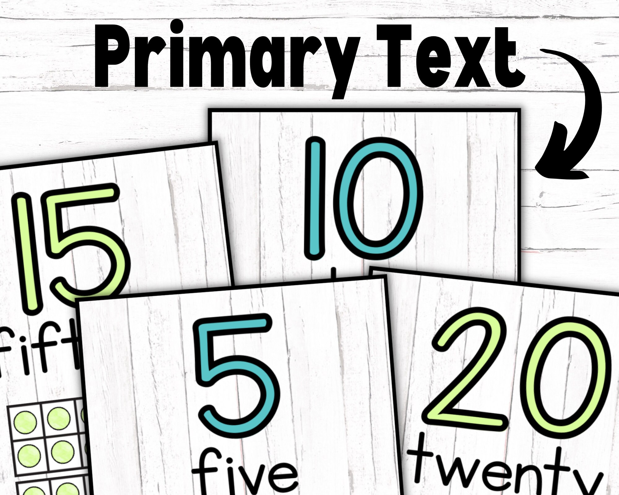 Printable Number Posters Classroom Decor Shiplap Watercolor - Etsy