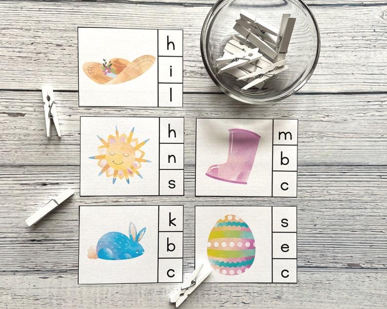 Easter Clip Cards for Preschool | Montessori | Letters and Counting ...
