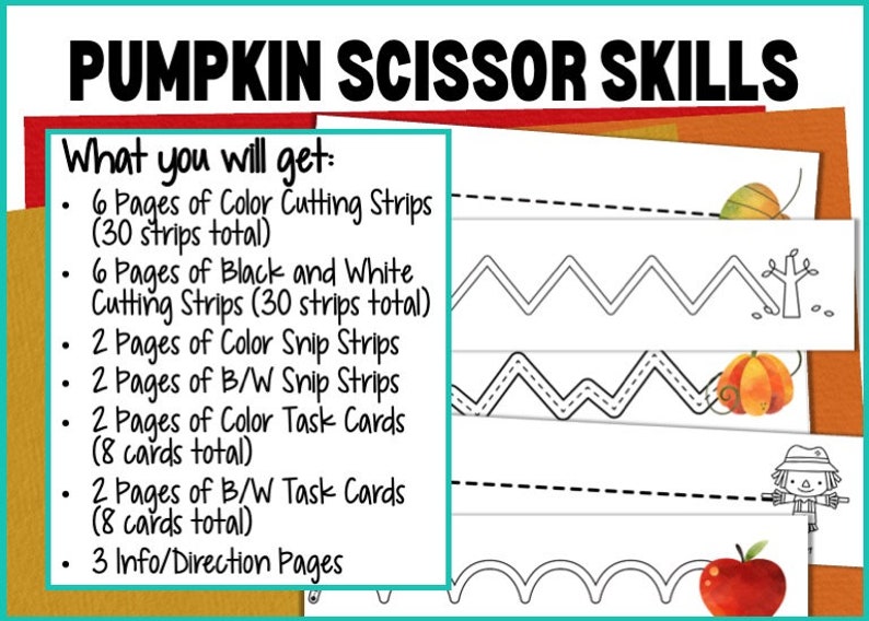 Fall Cutting and Tracing Pages for Preschool, Printable, Scissor ...