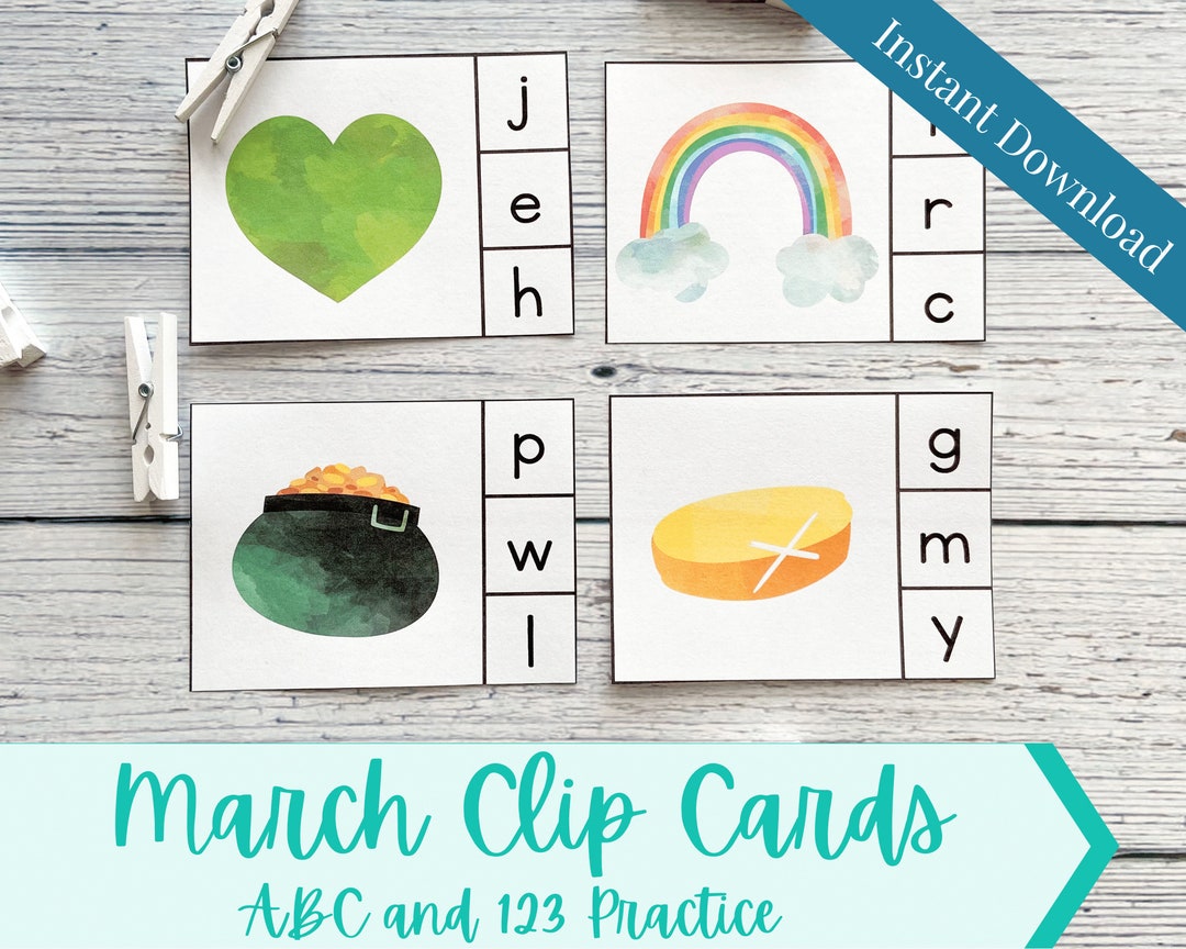 St. Patrick's Day Clip Cards for Preschool | Montessori | Letters and ...