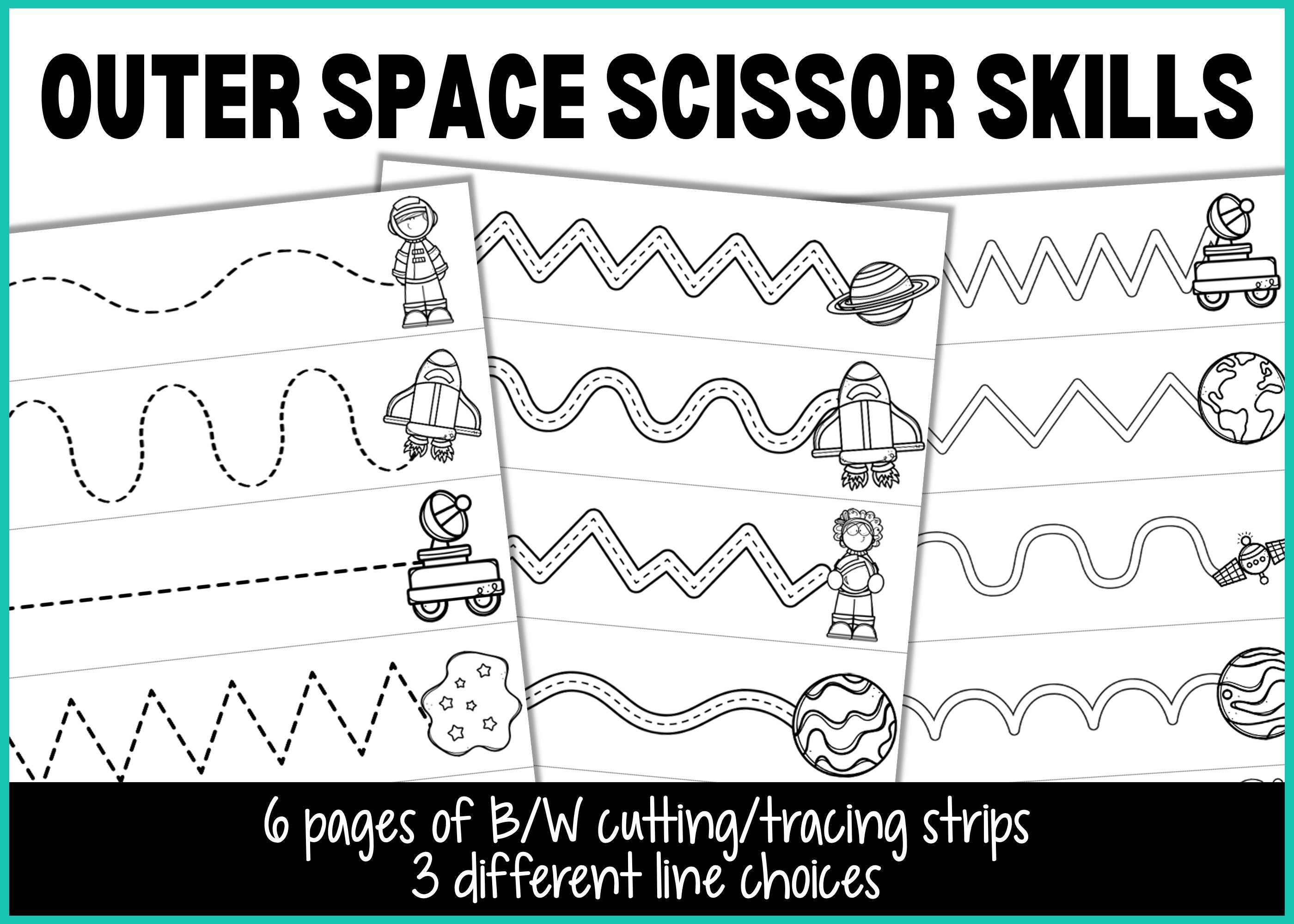 Outer Space Theme Cutting and Tracing Practice for Preschool, Space ...
