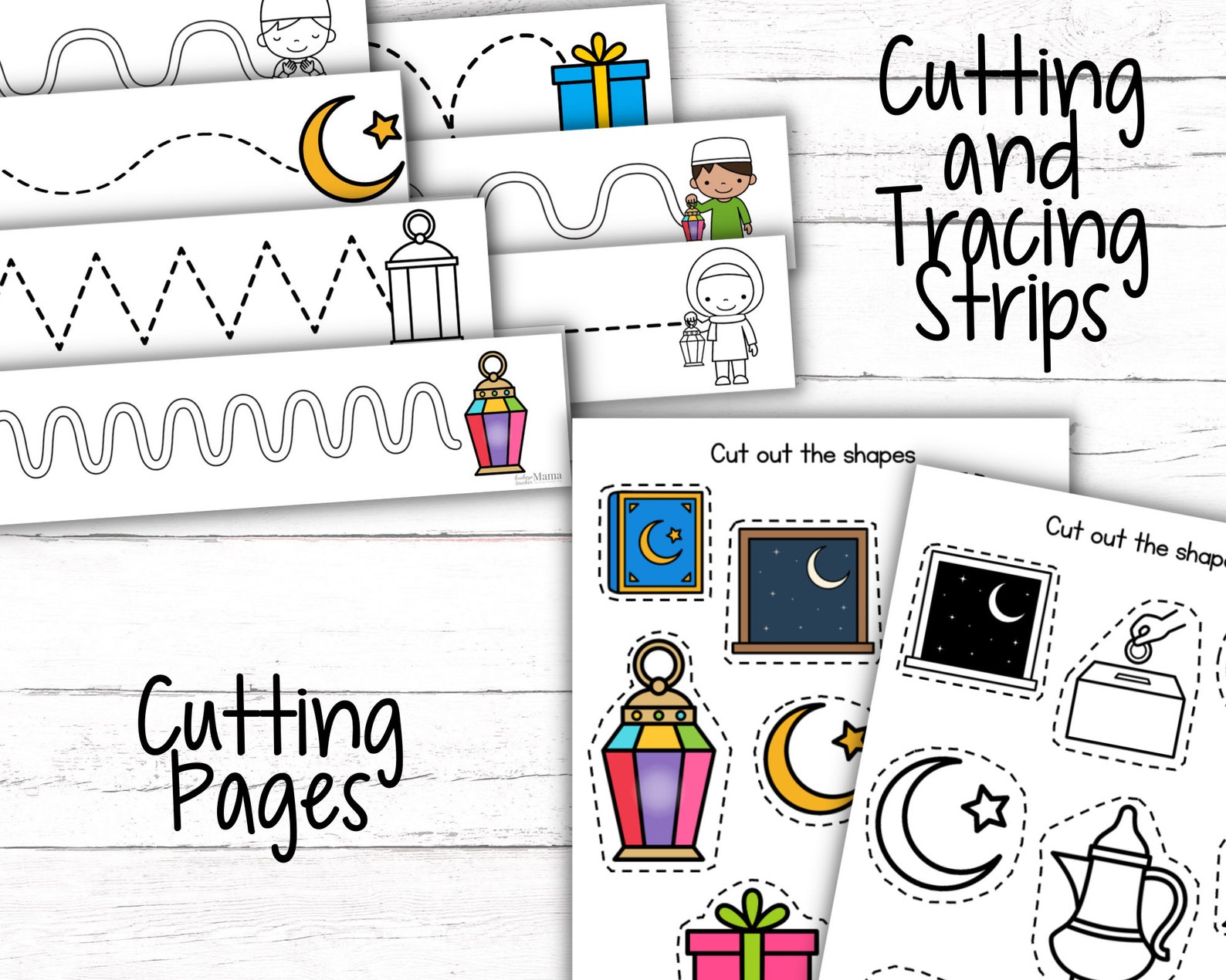 Ramadan Cutting and Tracing Pages for Preschool, Ramadan Printable ...