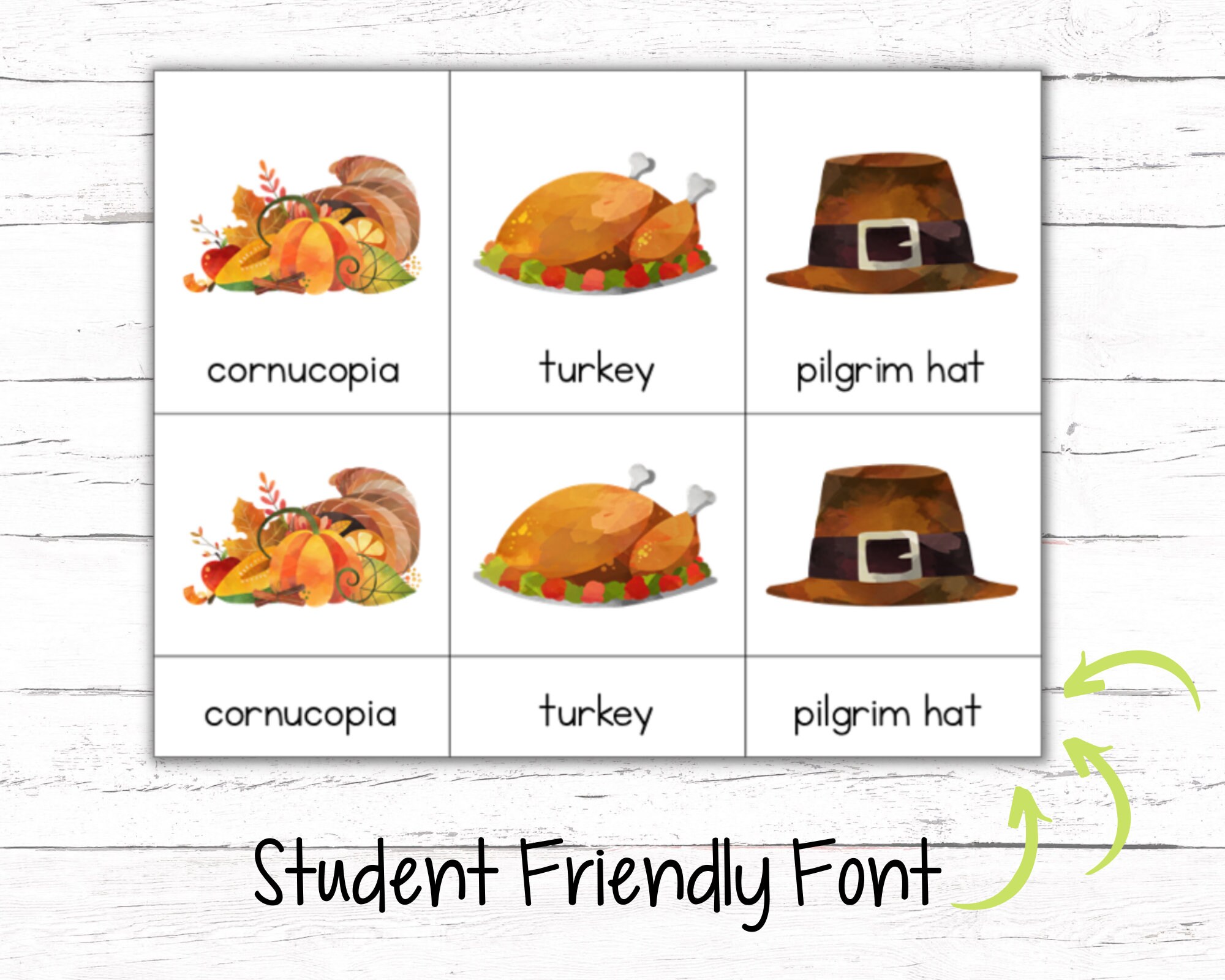 Thanksgiving 3 Part Vocabulary Cards for Montessori, Task Boxes ...