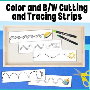 Hanukkah Scissor Practice Activity for Preschool, Fine Motor Cutting ...
