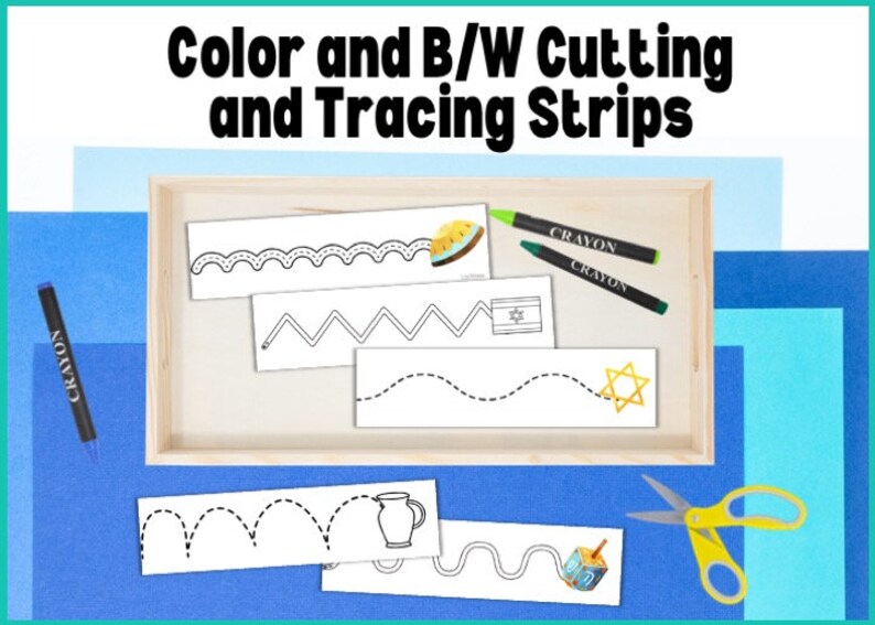 Hanukkah Scissor Practice Activity for Preschool, Fine Motor Cutting ...