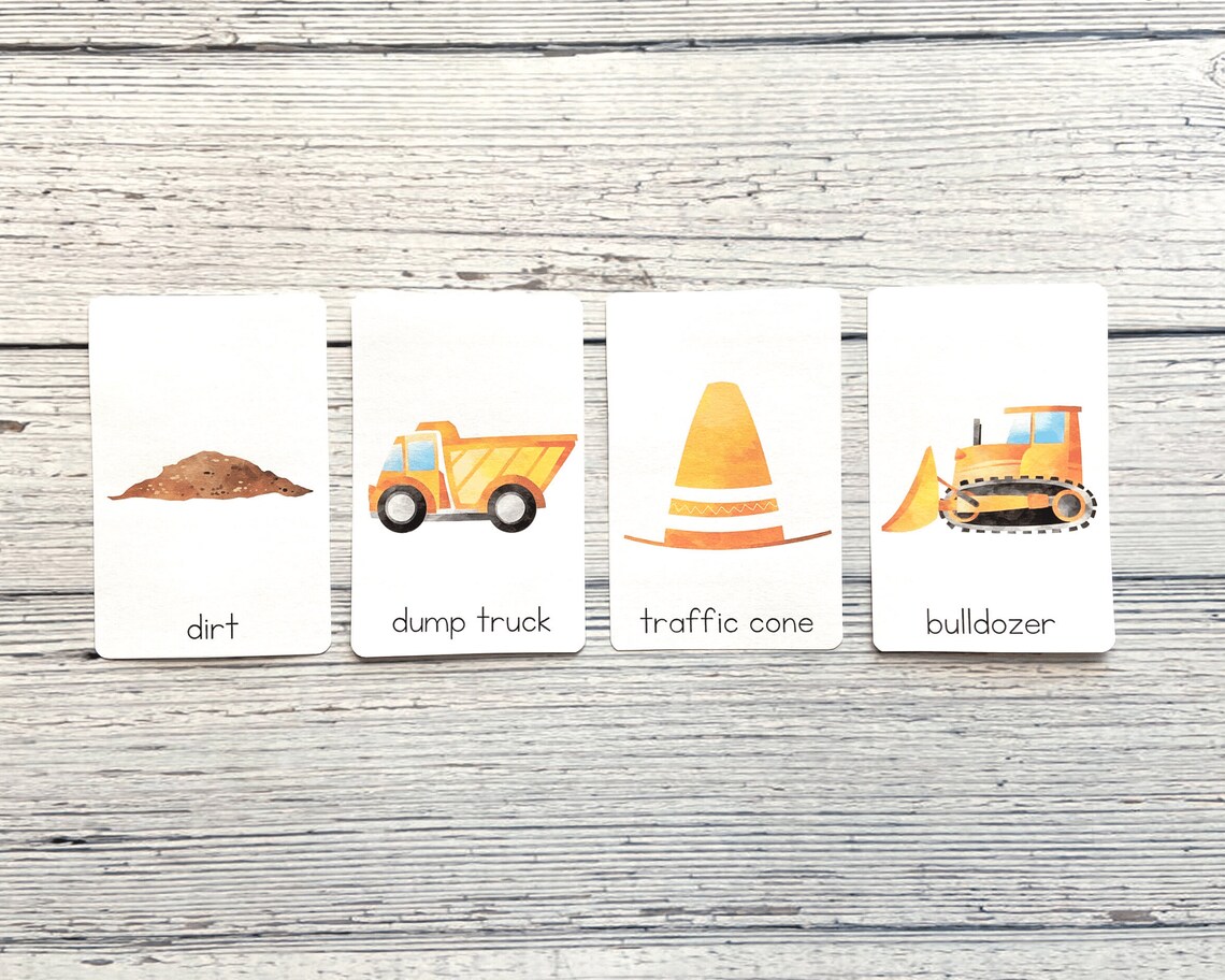 Construction Flashcards for Preschool Printable Flashcards - Etsy