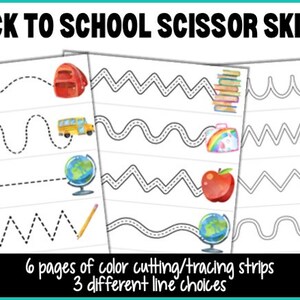 Back to School Cutting and Tracing Pages for Preschool, Printable ...