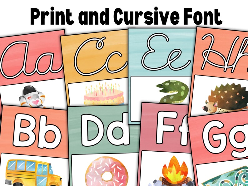 Printable Boho Watercolor ABC Posters Classroom Decor, Boho Alphabet ...