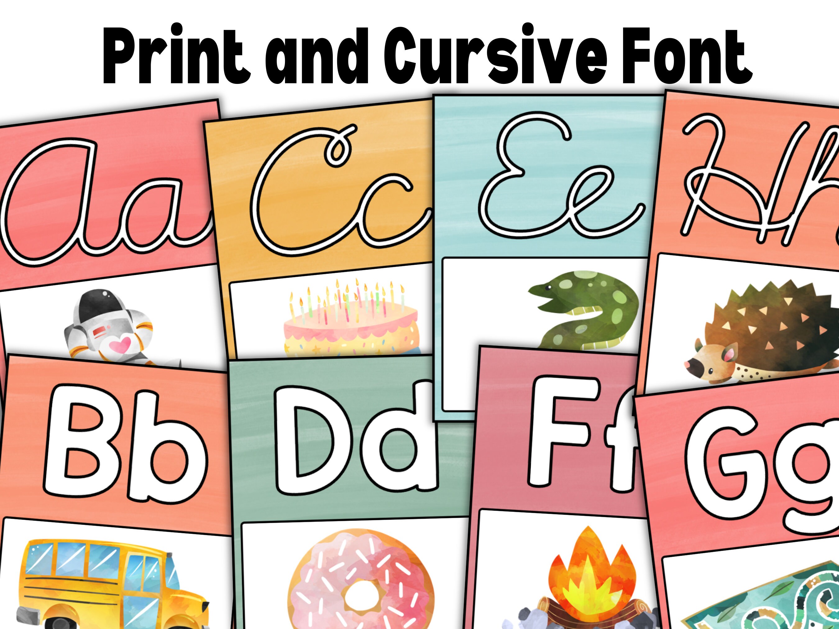 Printable Boho Watercolor ABC Posters Classroom Decor, Boho Alphabet ...