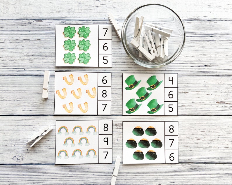 St. Patrick's Day Clip Cards for Preschool | Montessori | Letters and ...