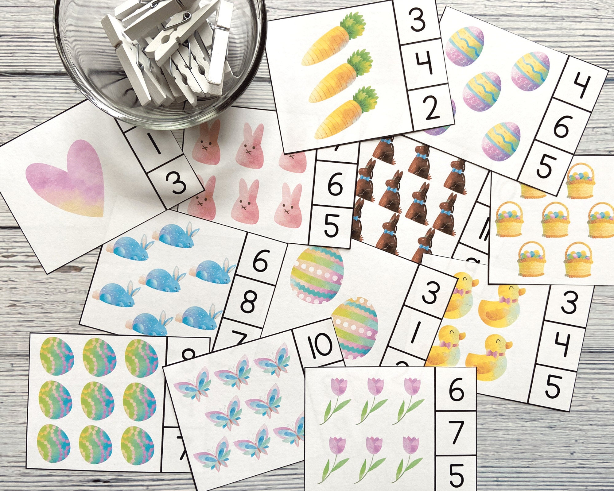 Easter Clip Cards for Preschool | Montessori | Letters and Counting ...