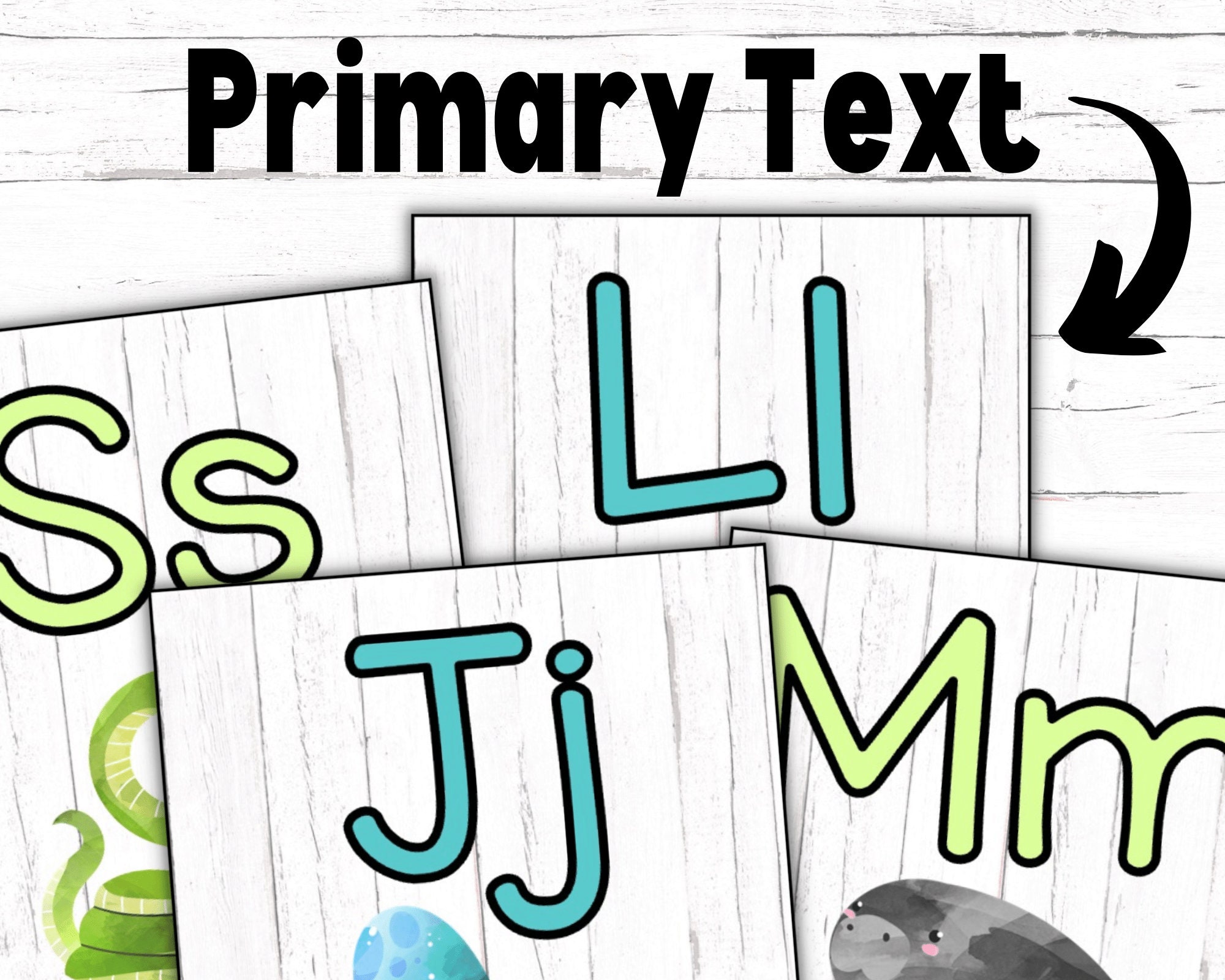 Printable ABC Posters Classroom Decor, Shiplap, Watercolor, Teal and ...