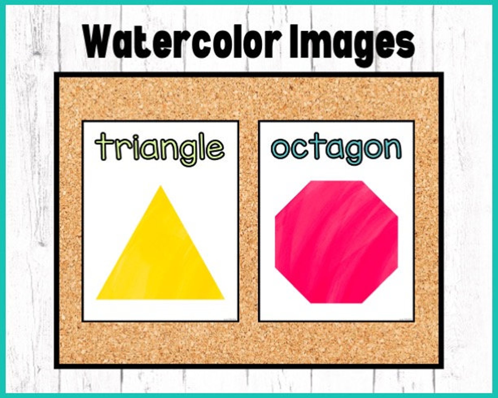 Printable Shape Posters Classroom Decor, White, Classic, Watercolor, 2D ...