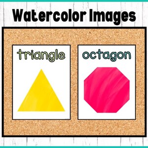 Printable Shape Posters Classroom Decor, White, Classic, Watercolor, 2D ...