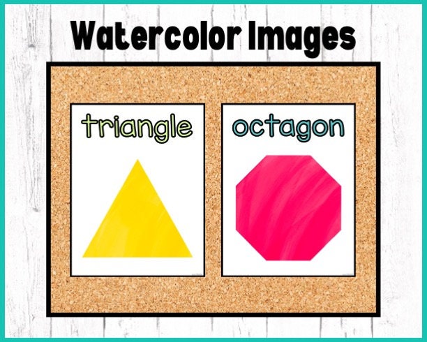 Printable Shape Posters Classroom Decor, White, Classic, Watercolor, 2D ...