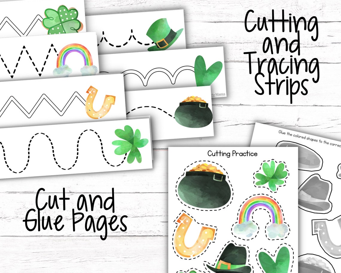 St. Patrick's Day Cutting and Tracing Pages for Preschool - Etsy