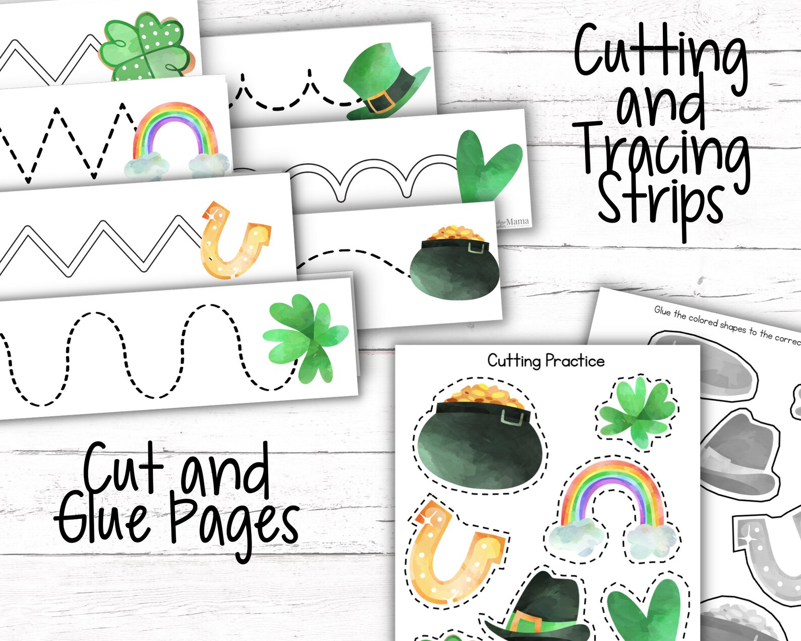 St. Patrick's Day Cutting and Tracing Pages for Preschool - Etsy