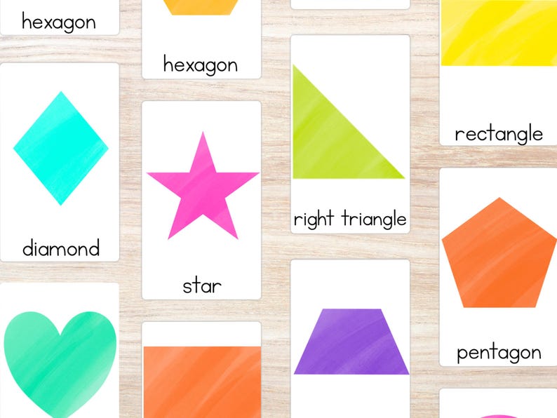2D Shape Flashcards for Preschool, Printable Shape Flashcards for ...