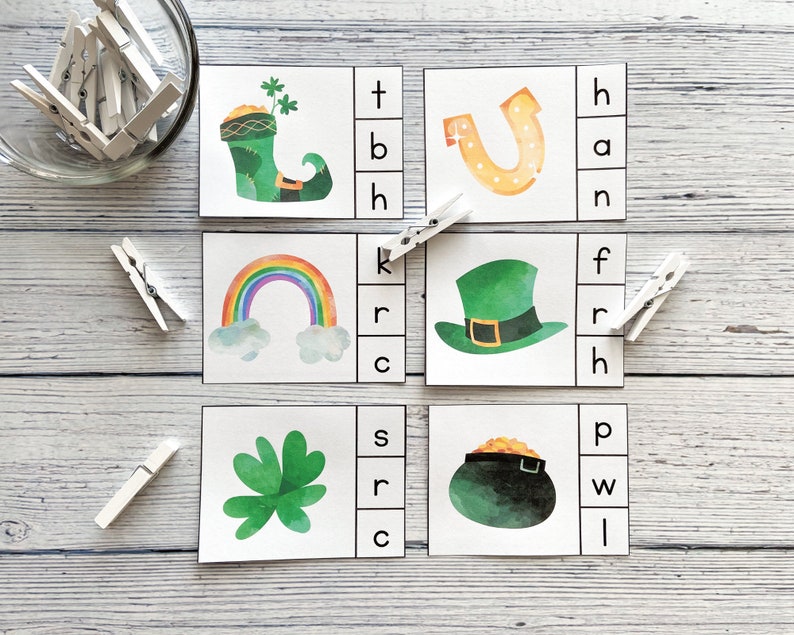 St. Patrick's Day Clip Cards for Preschool | Montessori | Letters and ...