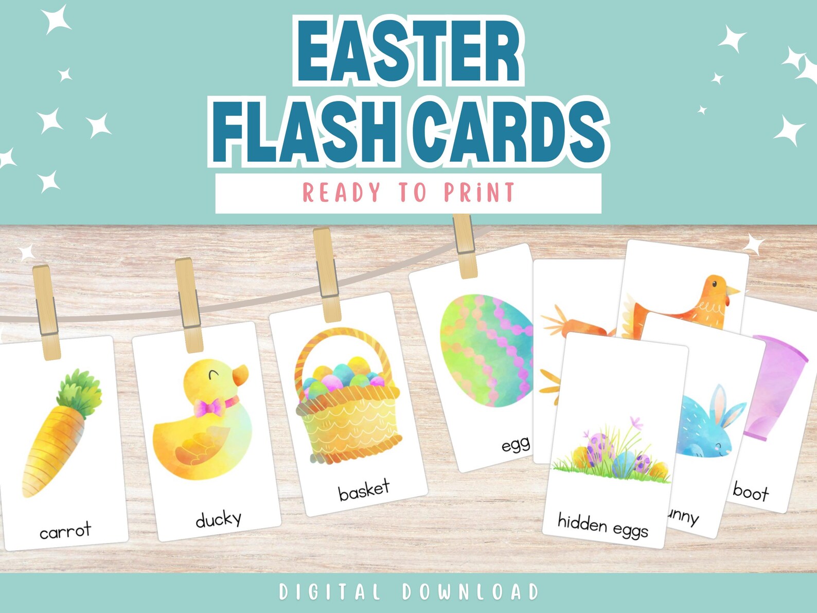Easter Flashcards for Preschool, Printable Easter Flash Cards ...