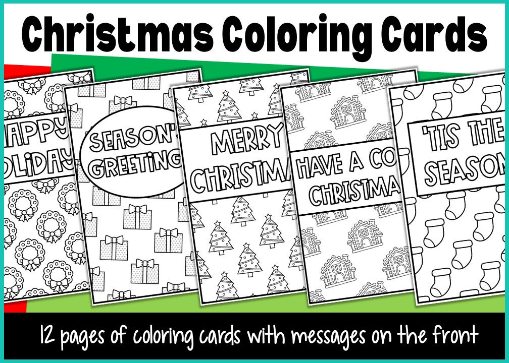 Christmas Coloring Cards, Holiday Coloring Pages, Kids Christmas ...