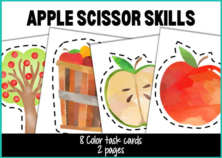 Apple Cutting and Tracing Pages for Preschool, Apple Cutting Practice ...